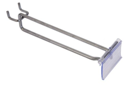 Flip Scan Pegboard Hook 225 mm with 26x50mm clear flipper .PEG-H3-225-